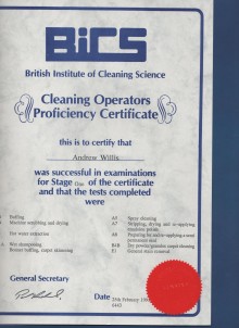 BICS Cleaning Operators Proficiency Certificate Stage 1